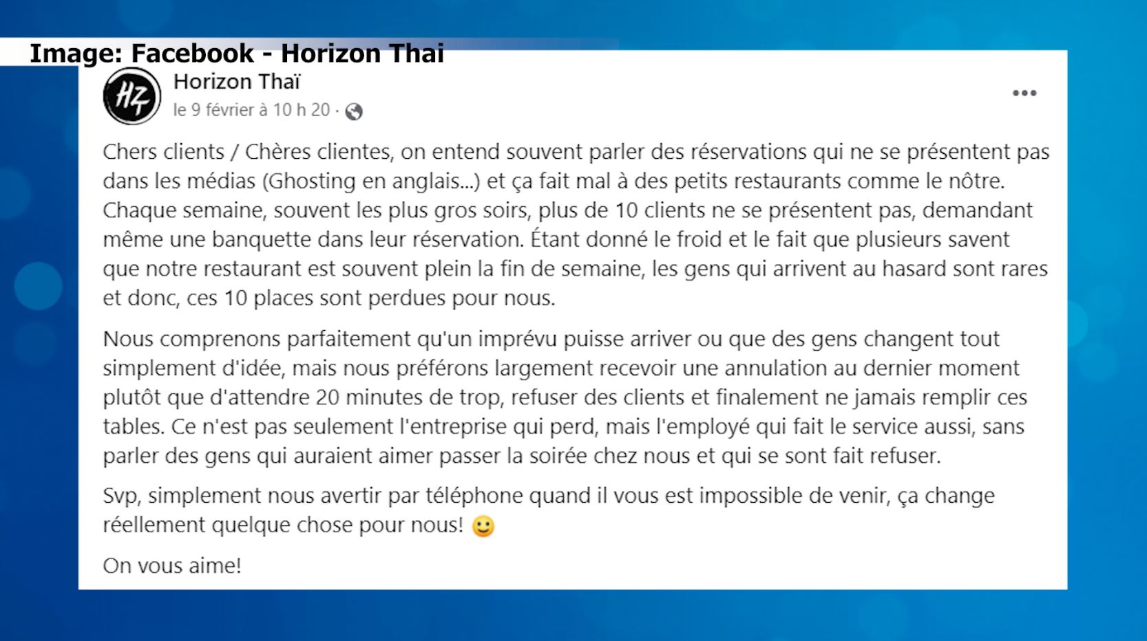 Les restaurants de la région encouragent le respect des réservations ...