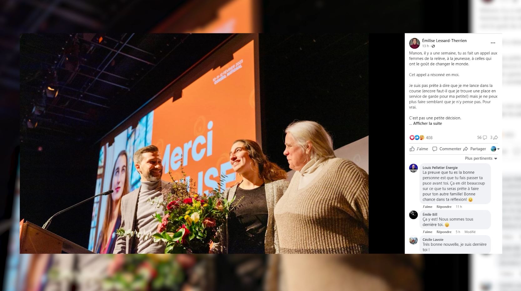 Co-porte-parole de Québec Solidaire : Émilise Lessard-Therrien lance sa ...