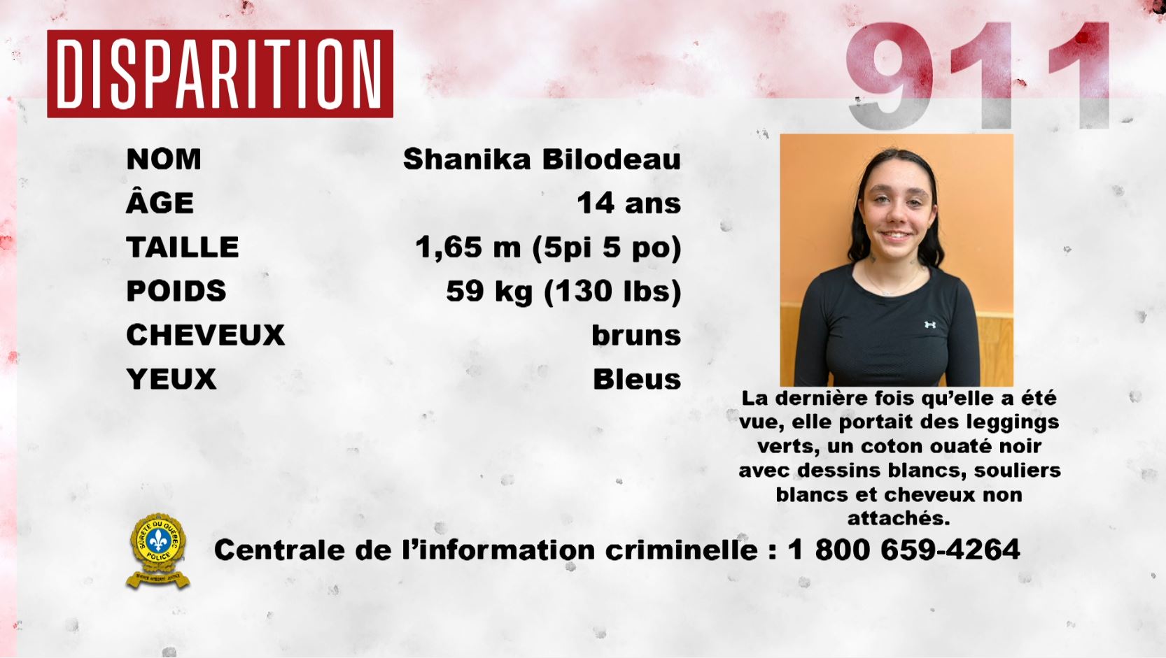 Disparition de Shanika Bilodeau - TVA Abitibi-Temiscamingue