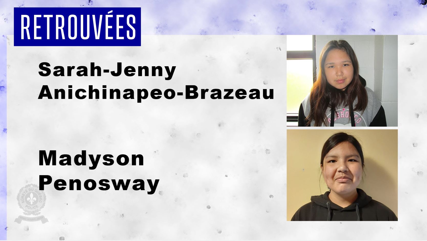Sarah-Jenny Anichinapeo-Brazeau et Madyson Penosway retrouvées - TVA ...