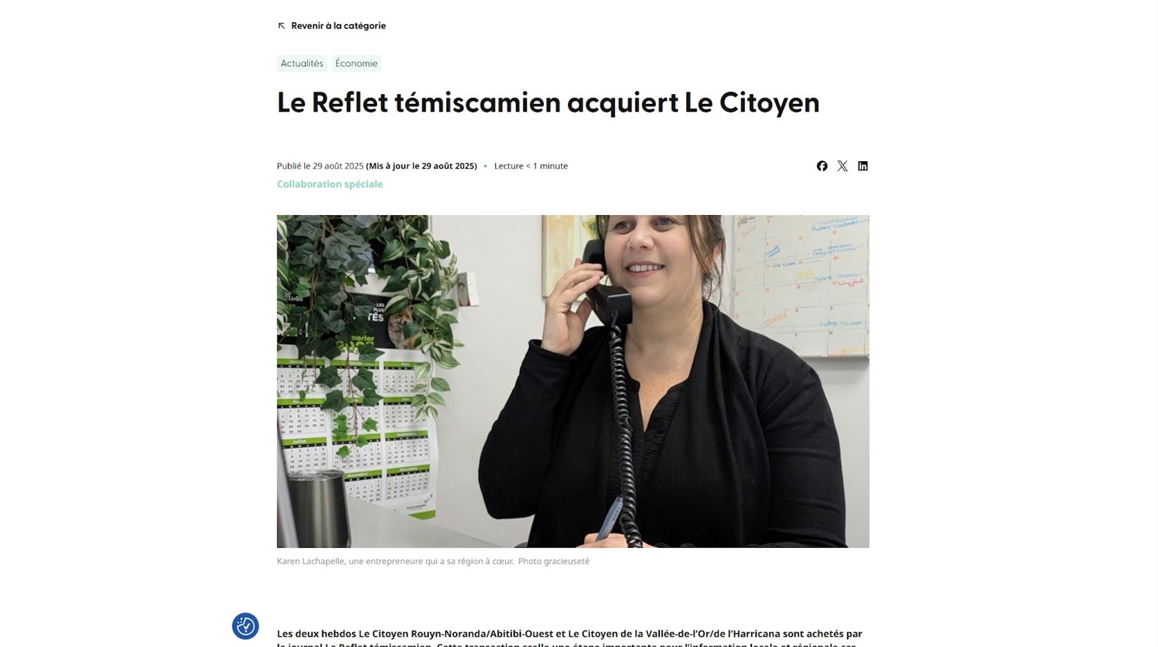 Médias régionaux : Le Citoyen passe aux mains du Reflet témiscamien - TVA Abitibi-Temiscamingue