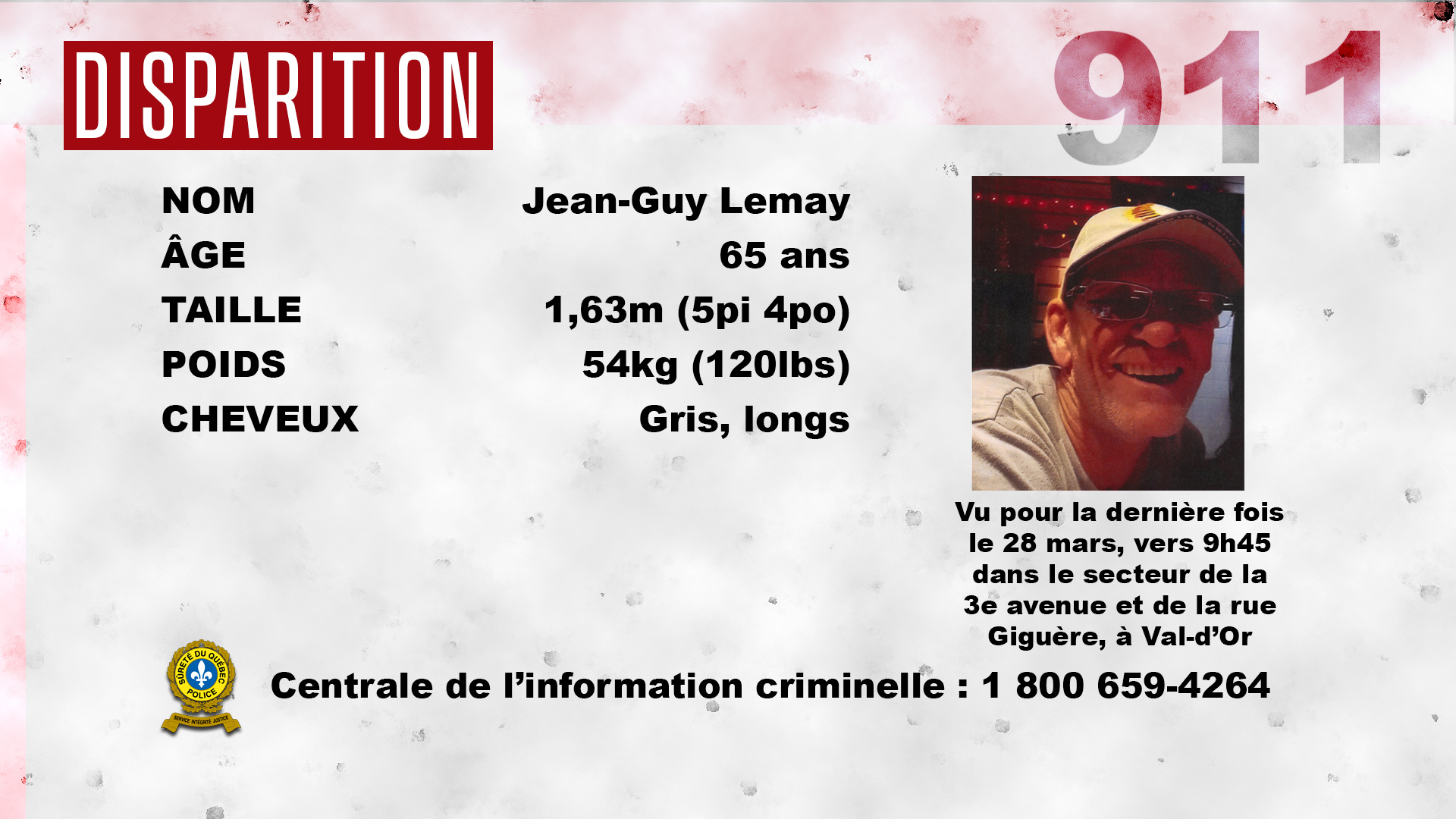 Val-d'Or : Disparition de Jean-Guy Lemay - TVA Abitibi-Temiscamingue